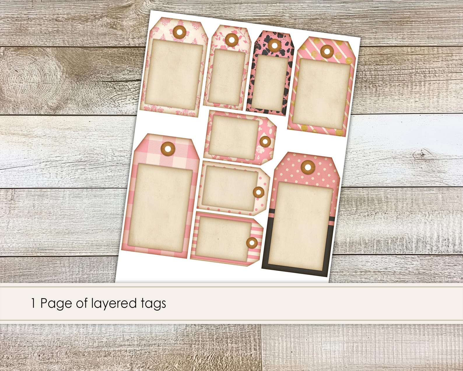 Shabby Pink Printable Journal Tags | Vintage Scrapbooking (digital ...