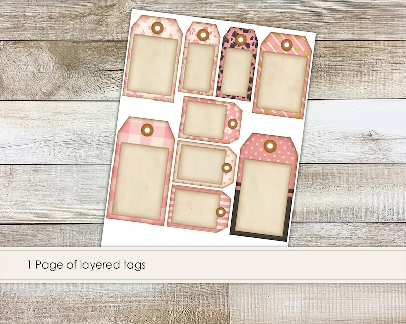 Shabby Pink Printable Journal Tags | Vintage Scrapbooking (digital ...