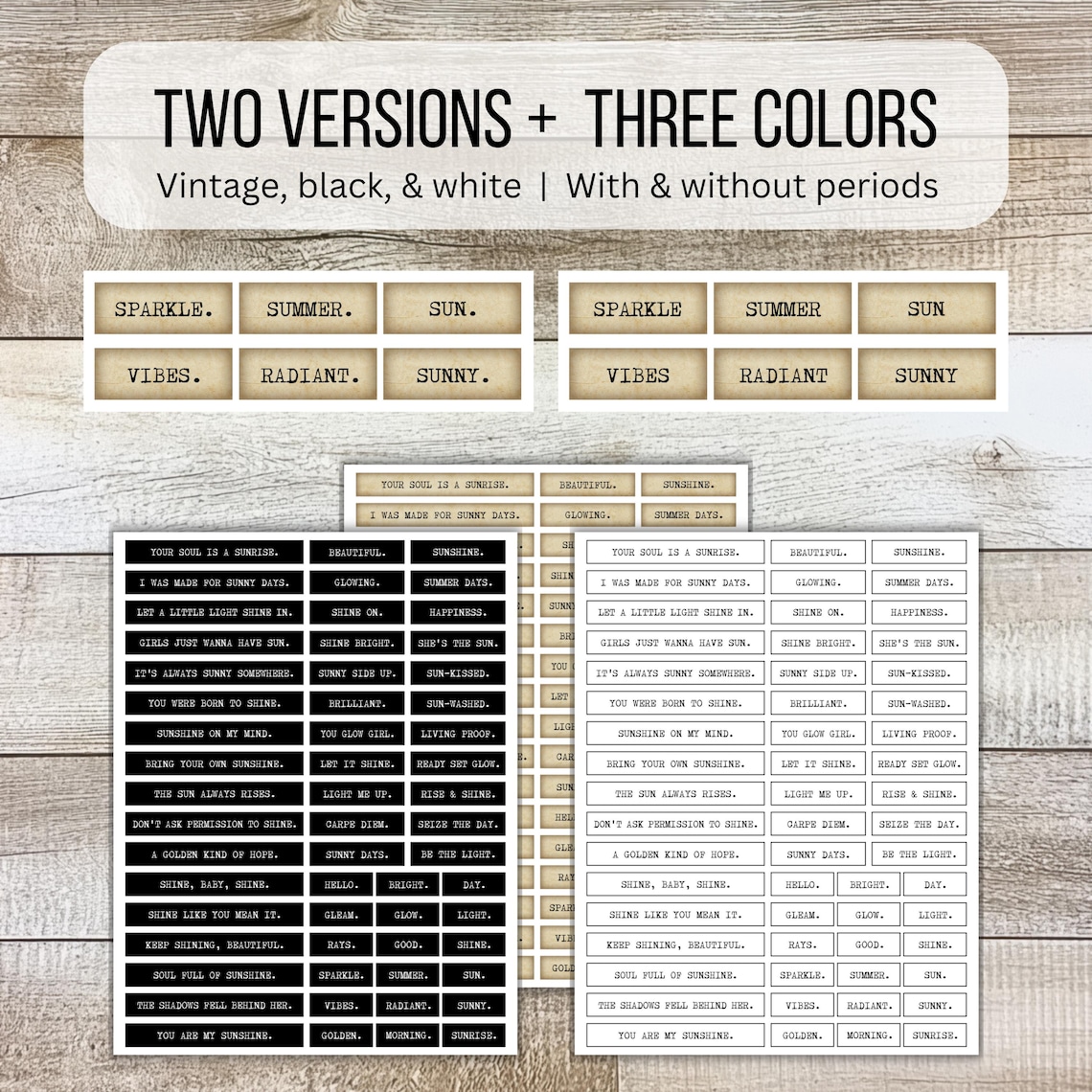 Sunny Words & Phrases | Ephemera for Junk Journals and Scrapbooking ...