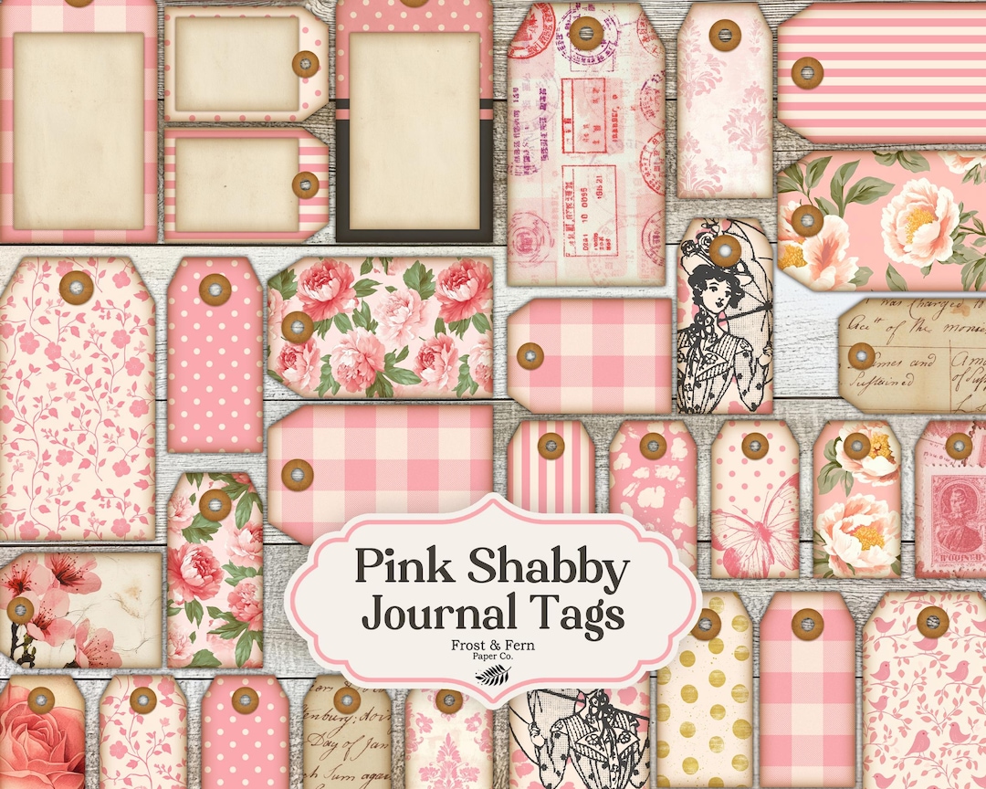 Shabby Pink Printable Journal Tags | Vintage Scrapbooking (digital ...