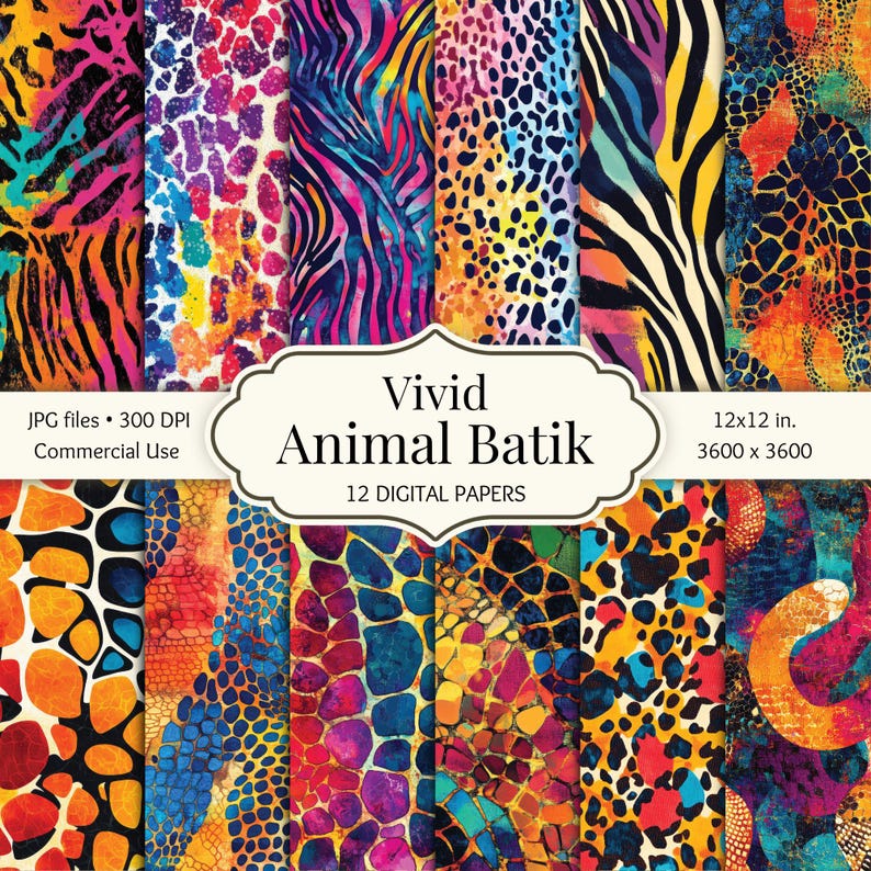 Batik Animal Print Digital Paper | Seamless Backgrounds, Collage ...