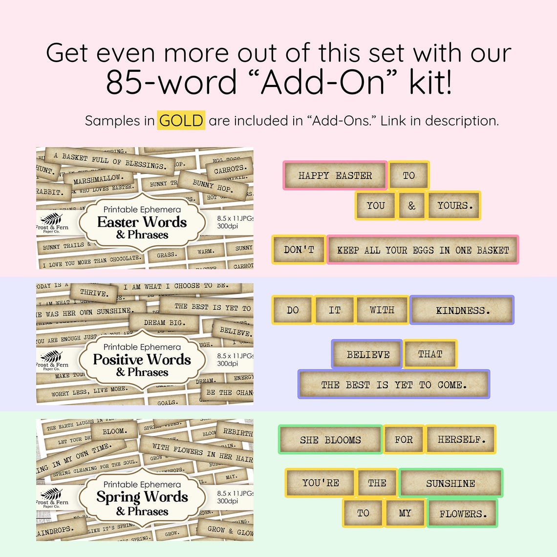 Positive Words & Phrases | Ephemera for Junk Journals and Scrapbooking ...
