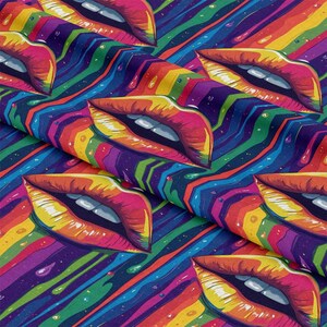 Rainbow Dripping Lips Art Pattern 5 Quilting Cotton Fabric - Etsy