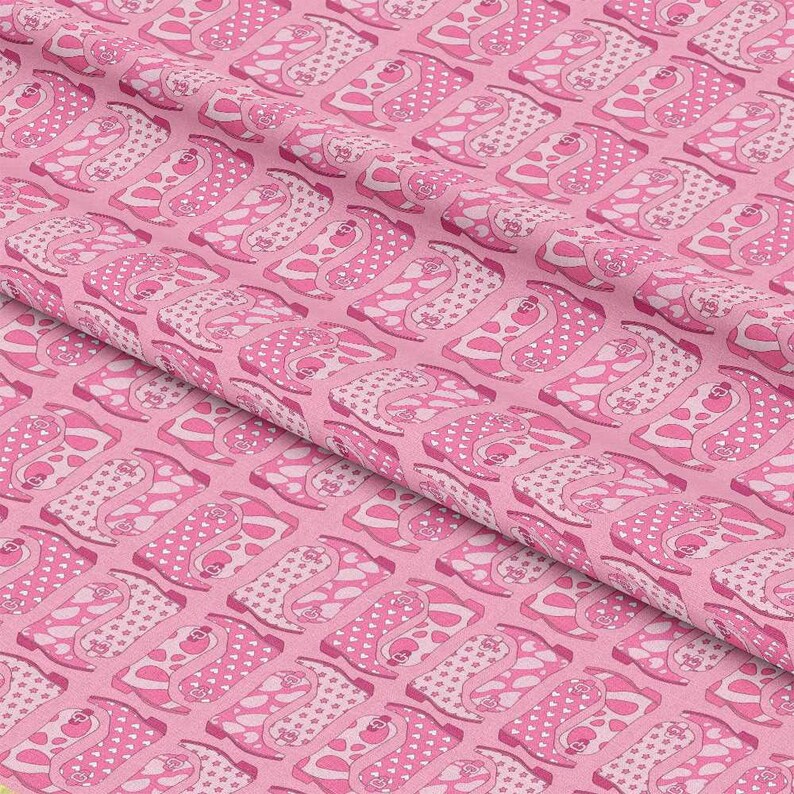 Pink Cowgirl Boots Pattern 1 Quilting Cotton Fabric - Etsy