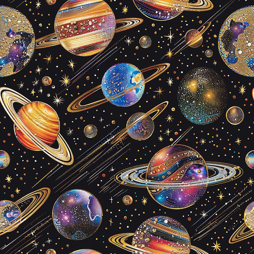 Planets and Stars Pattern 6 Quilting Cotton Fabric - Etsy