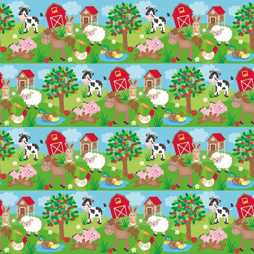 Cartoon Farm Animals Pattern 8 Quilting Cotton Fabric - Etsy