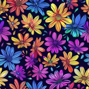 Neon Daisy Pattern 15 Quilting Cotton Fabric - Etsy