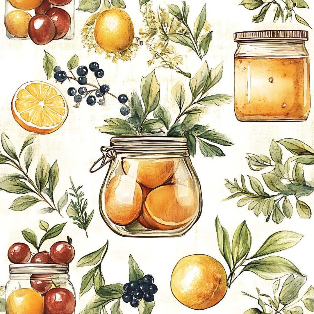 Vintage Kitchen Ingredients Pattern 7 Quilting Cotton Fabric - Etsy