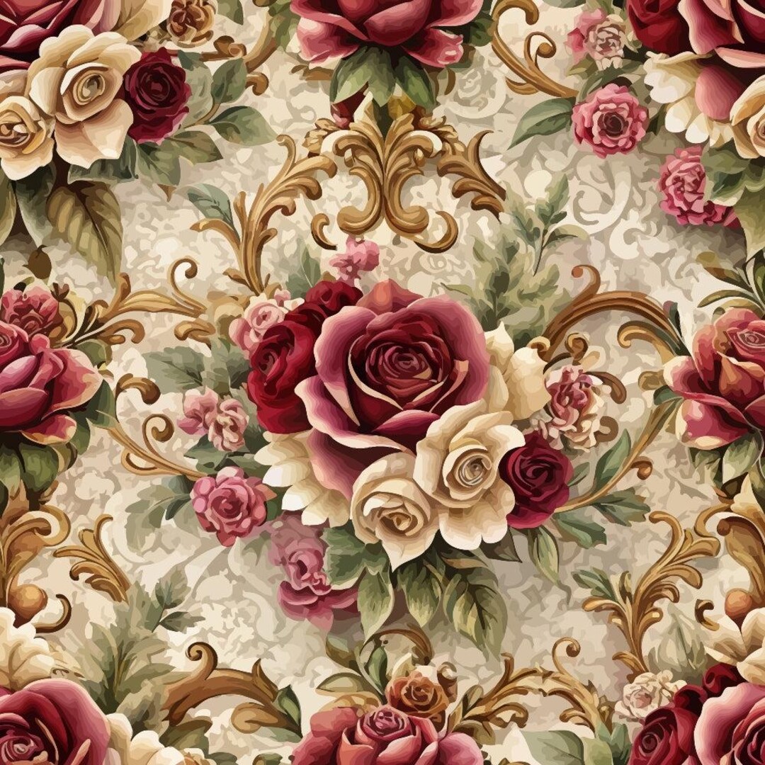 Baroque Florals Pattern 154 Quilting Cotton Fabric - Etsy