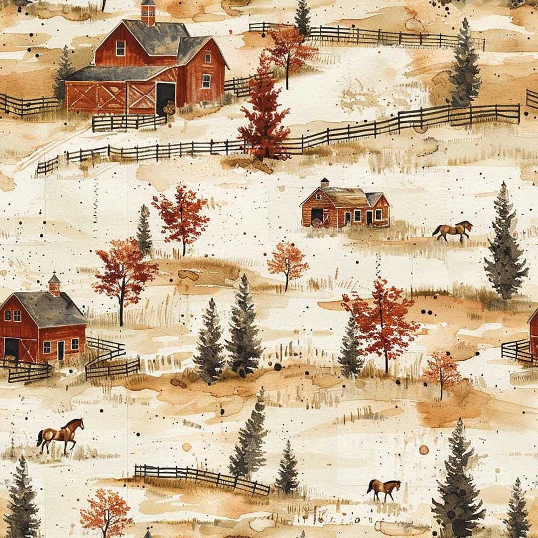 Horse Ranch Pattern 2 Quilting Cotton Fabric - Etsy