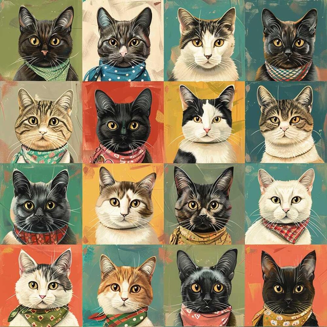 Well Dressed Cats Pattern 3 Quilting Cotton Fabric - Etsy