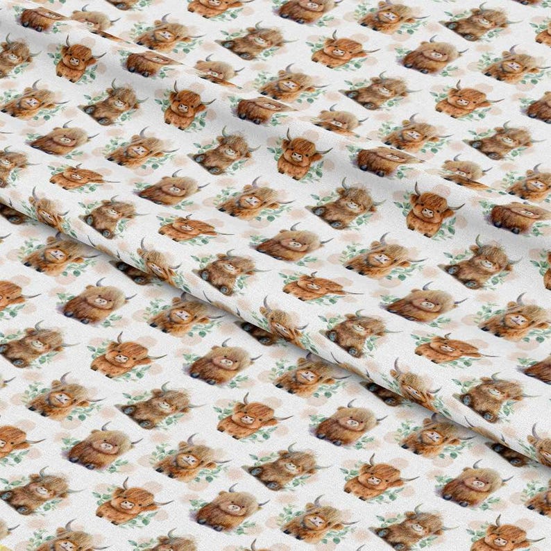 Cute Baby Highland Cows Quilting Cotton Fabric - Etsy