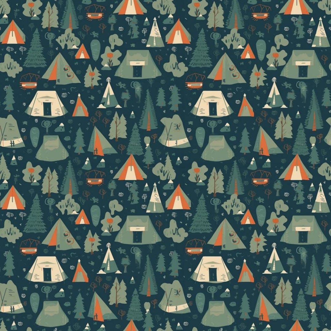 Camping Graphics Pattern 3 Quilting Cotton Fabric - Etsy