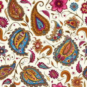 Boho Floral Paisley Pattern 5 Quilting Cotton Fabric - Etsy