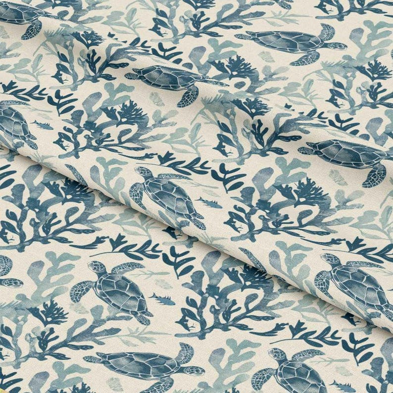 Handdrawn Sea Turtles Pattern 6 Quilting Cotton Fabric - Etsy