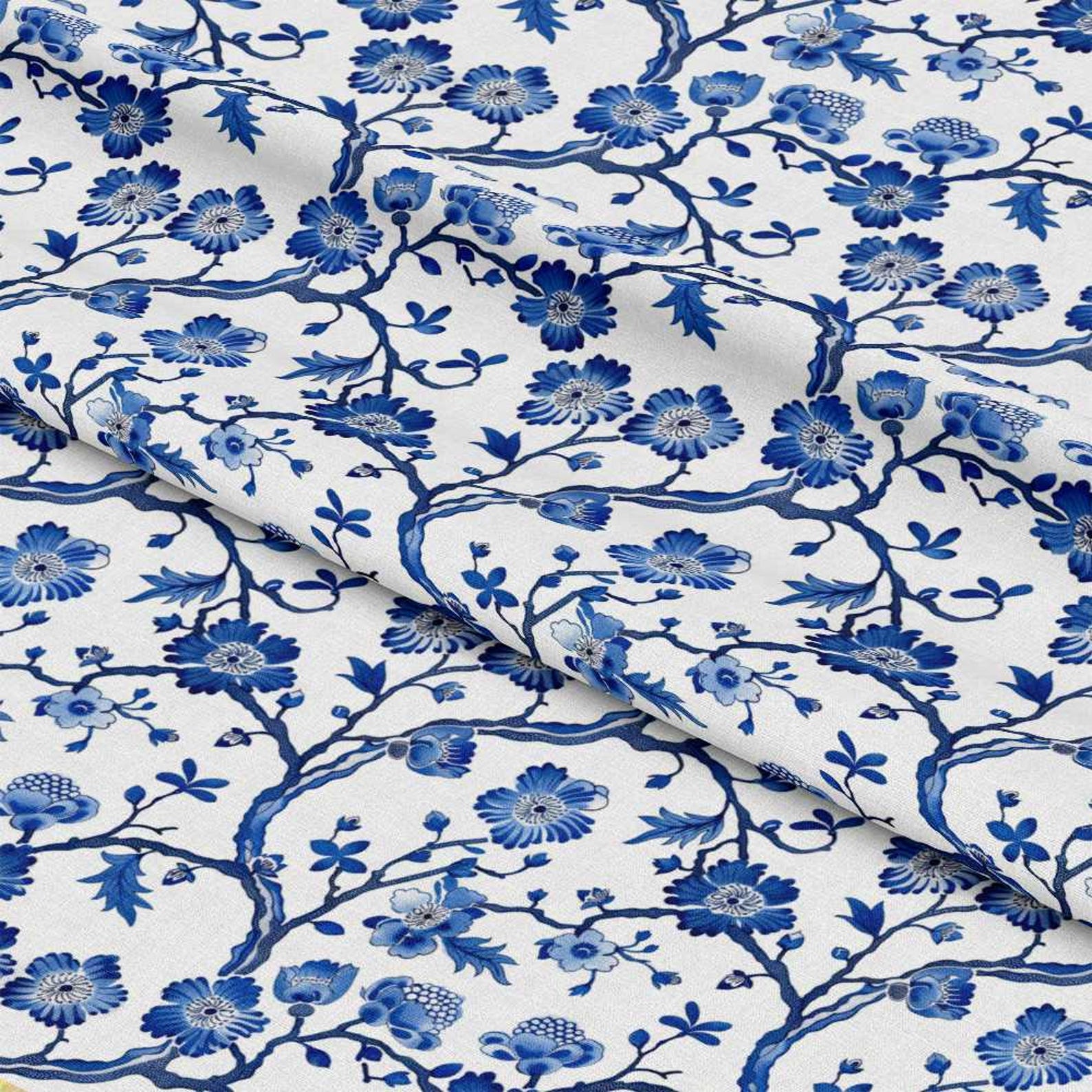 Blue Vintage China Pattern 4 Quilting Cotton Fabric - Etsy