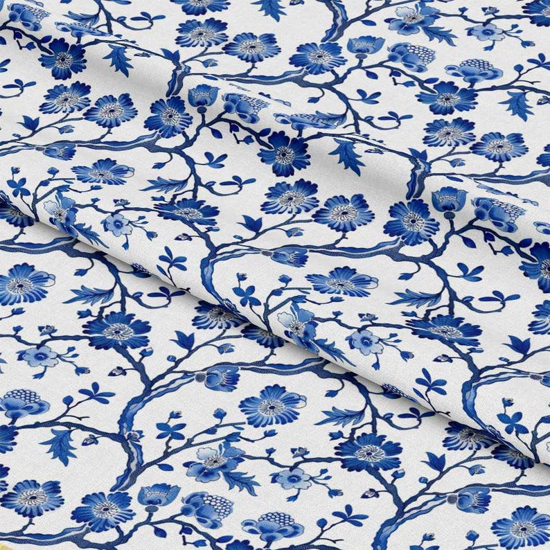 Blue Vintage China Pattern 4 Quilting Cotton Fabric - Etsy
