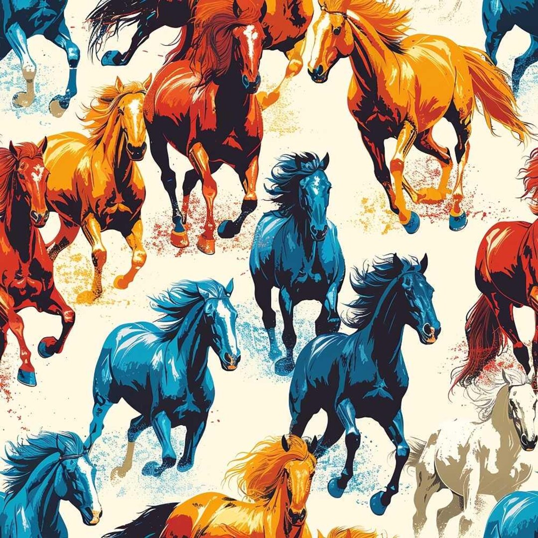 Galloping Horse Pattern 5 Quilting Cotton Fabric - Etsy