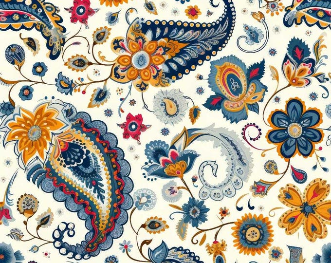 Boho Floral Paisley Pattern 11 Quilting Cotton Fabric - Etsy