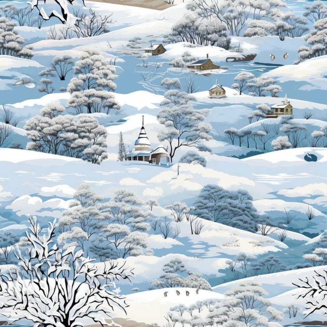 Winter Scenery Pattern 17 Quilting Cotton Fabric - Etsy