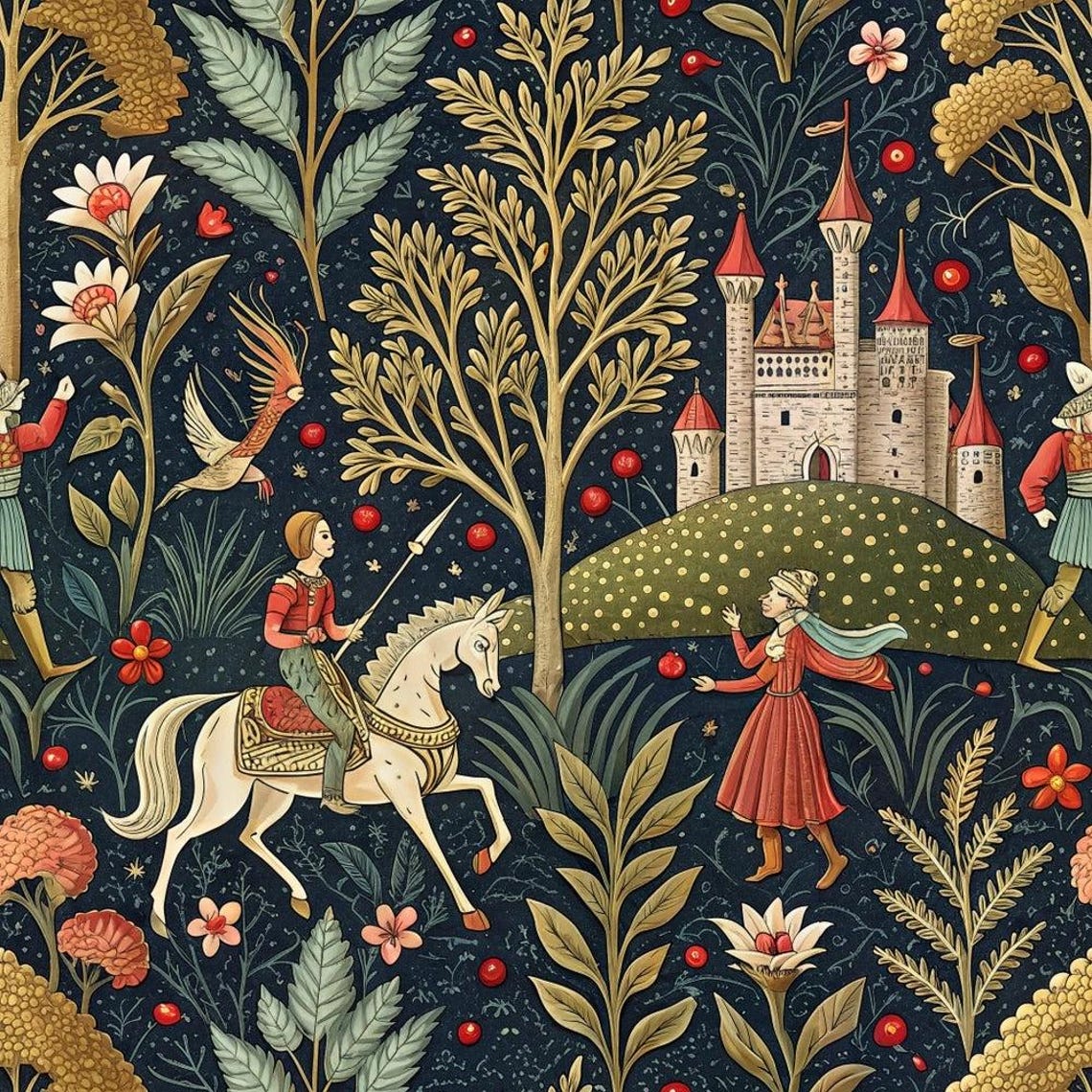 Medieval Tapestry Pattern 6 Quilting Cotton Fabric - Etsy