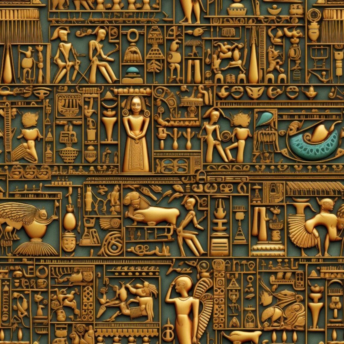 2D Ancient Egypt Pattern 48 Quilting Cotton Fabric - Etsy