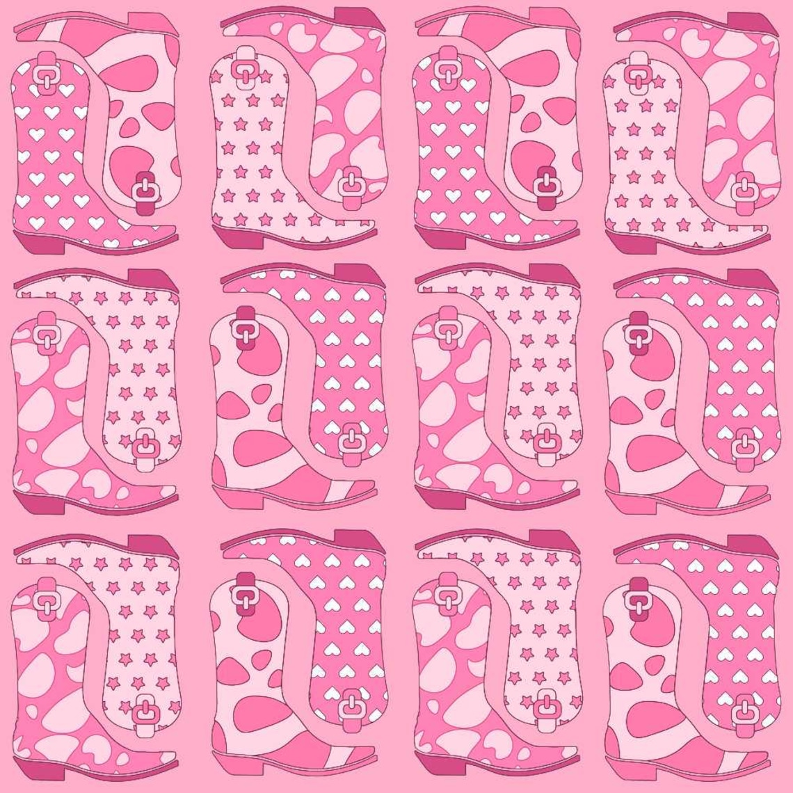 Pink Cowgirl Boots Pattern 1 Quilting Cotton Fabric - Etsy