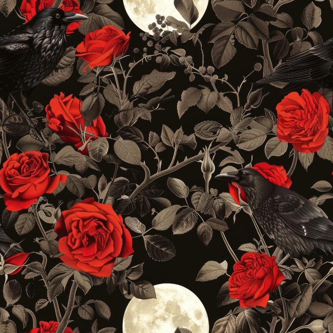 Evil Crows and Roses Pattern 12 Quilting Cotton Fabric - Etsy