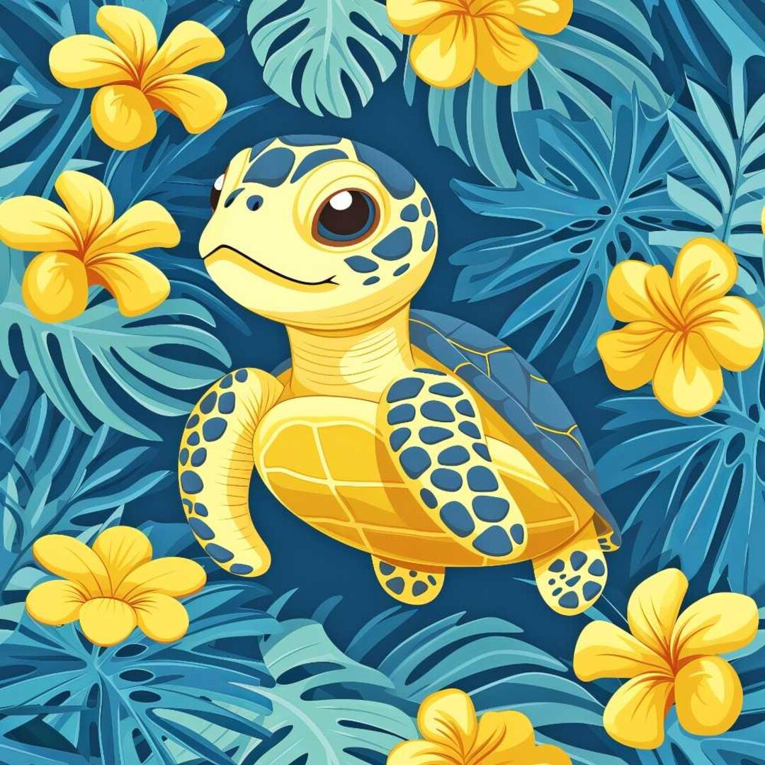 Cartoon Baby Sea Turtles Quilting Cotton Fabric - Etsy