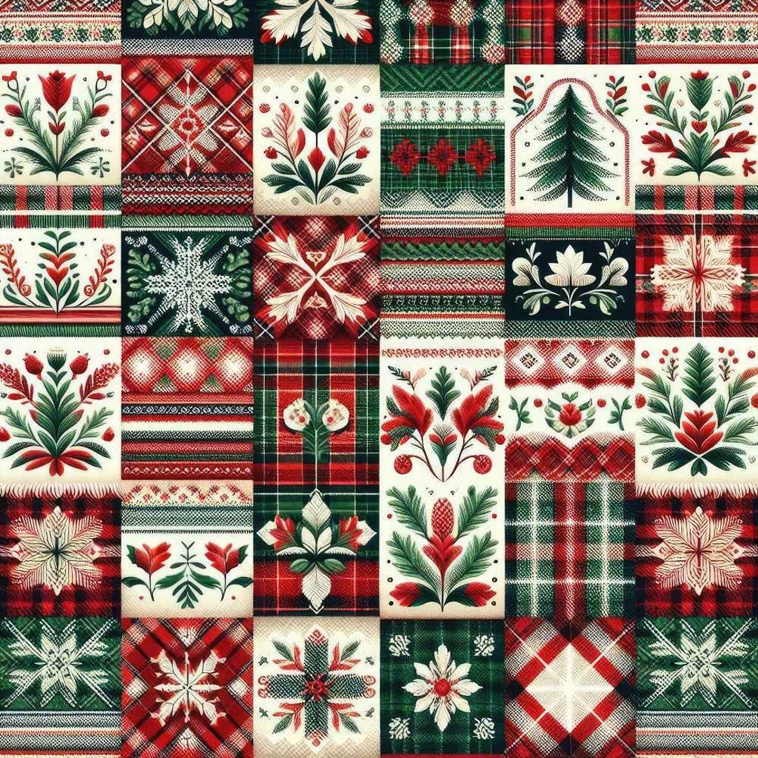 Plaid Christmas Pattern 8 Quilting Cotton Fabric - Etsy