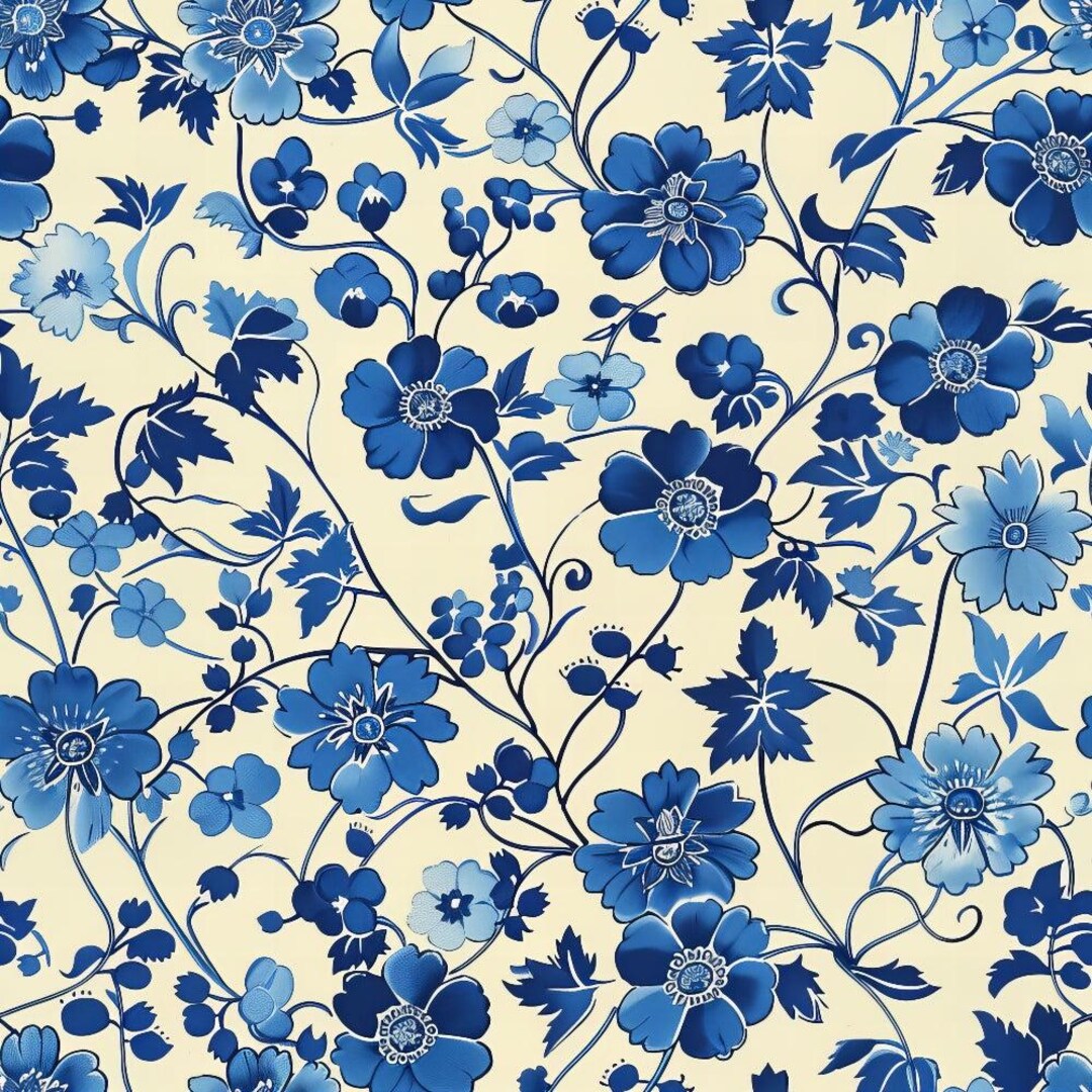 Blue Vintage China Pattern 2 Quilting Cotton Fabric - Etsy
