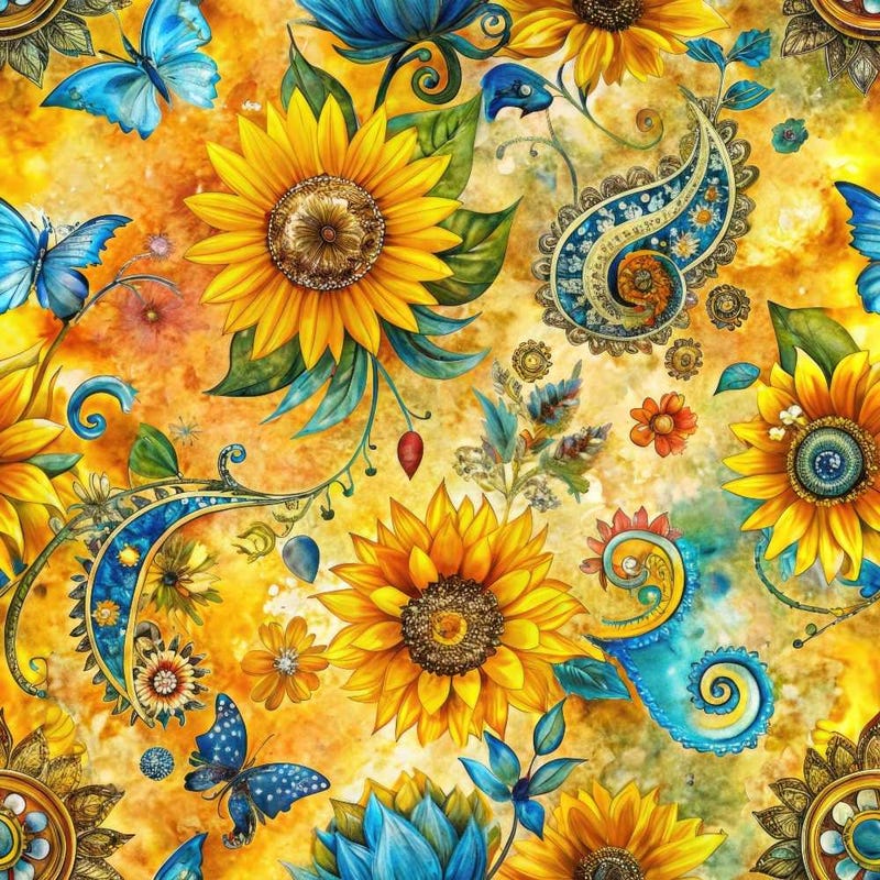 Sunflower Fabric - Etsy