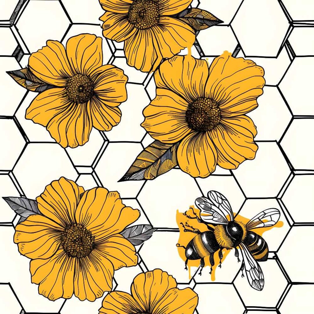 The Bee Swarm Pattern 19 Quilting Cotton Fabric - Etsy