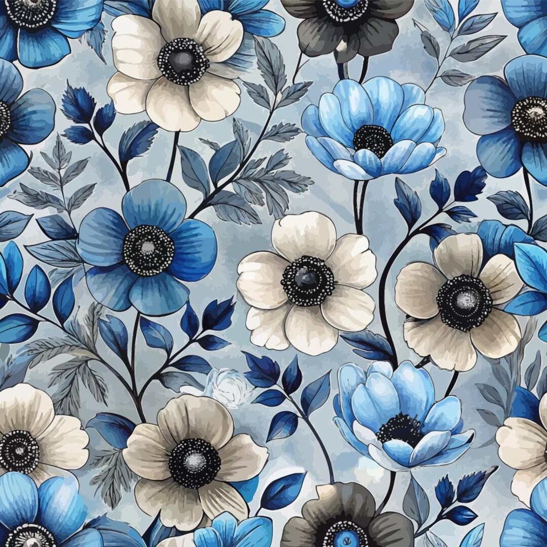 Art Nouveau Anemones Pattern 2 Quilting Cotton Fabric - Etsy