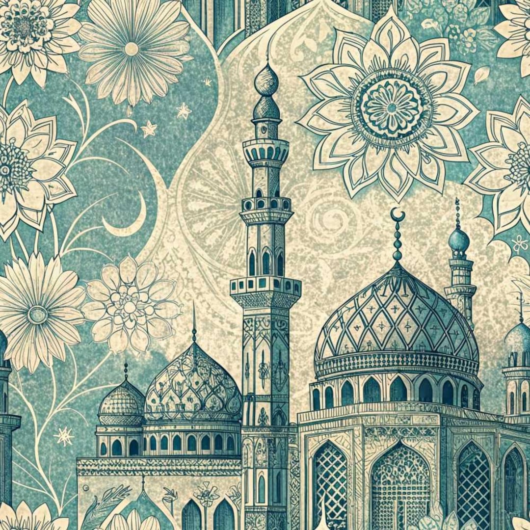Islamic Blue Pattern 10 Quilting Cotton Fabric - Etsy