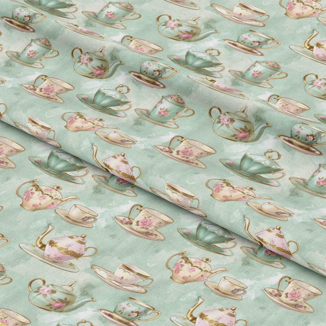 Whimsical Tea Party Pattern 5 Quilting Cotton Fabric - Etsy