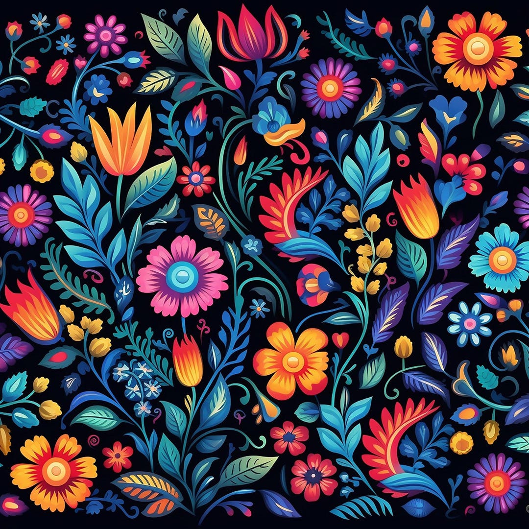 Mexican Floral Fiesta Pattern 5 Quilting Cotton Fabric - Etsy