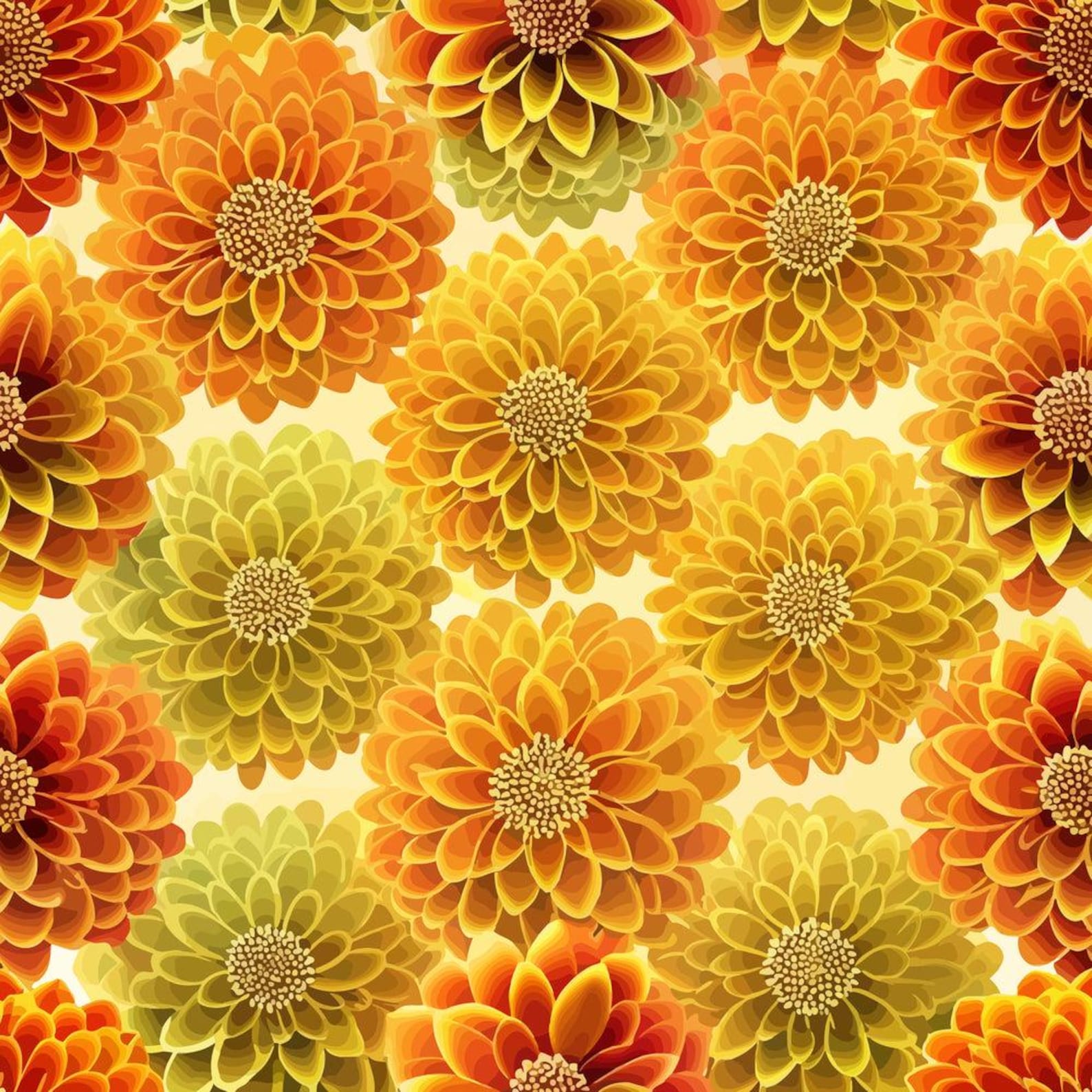 Art Nouveau Marigolds Pattern 1 Quilting Cotton Fabric - Etsy