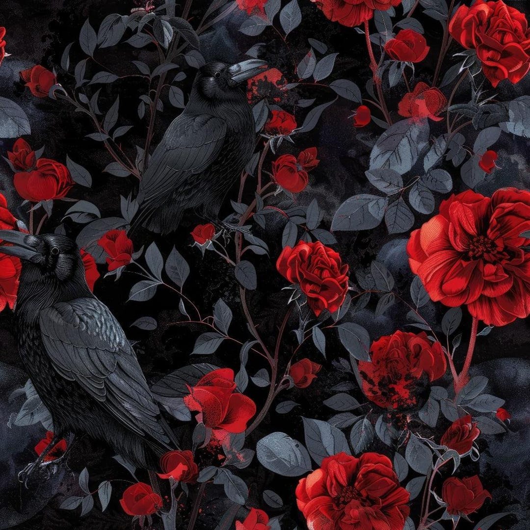 Evil Crows and Roses Pattern 11 Quilting Cotton Fabric - Etsy
