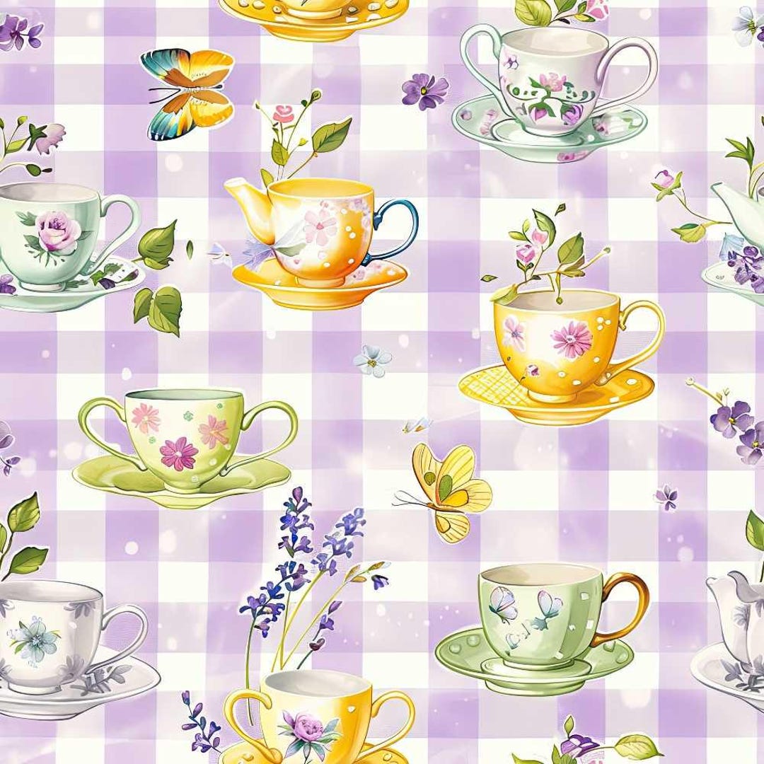 Tea Party Gingham Pattern 9 Quilting Cotton Fabric - Etsy