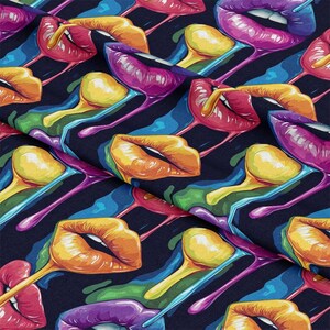 Rainbow Dripping Lips Art Pattern 9 Quilting Cotton Fabric - Etsy