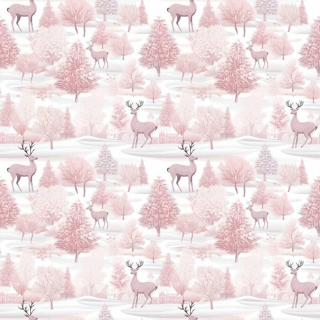 Pink Christmas Pattern 17 Quilting Cotton Fabric - Etsy