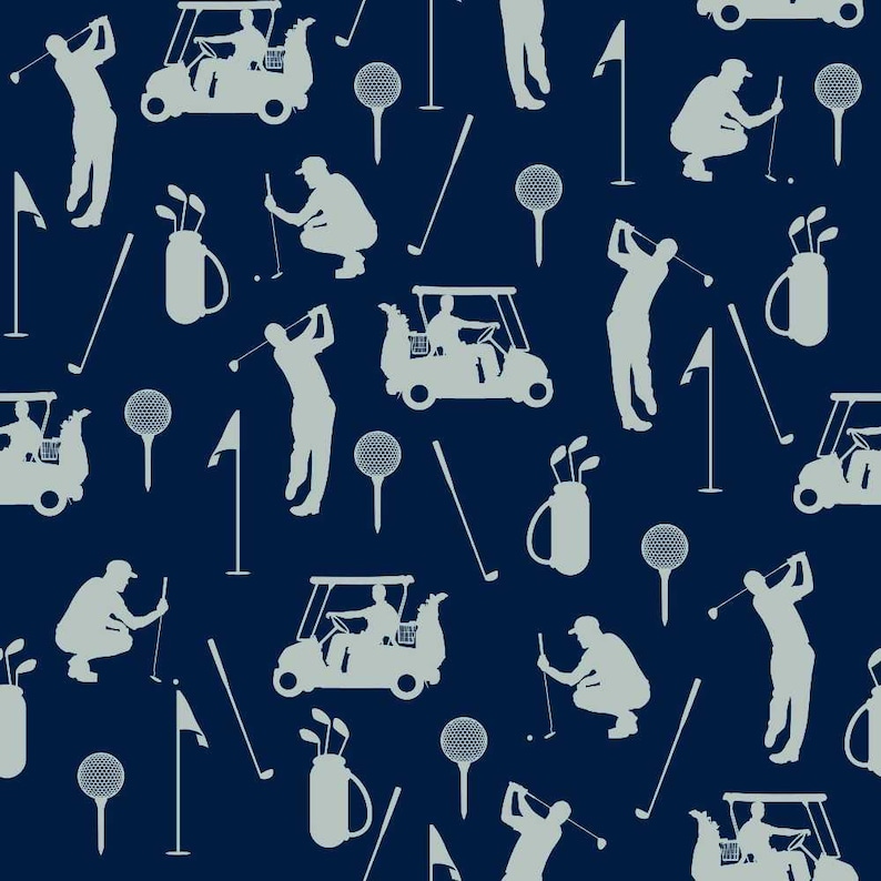 Navy Blue Golf Allover Quilting Cotton Fabric - Etsy