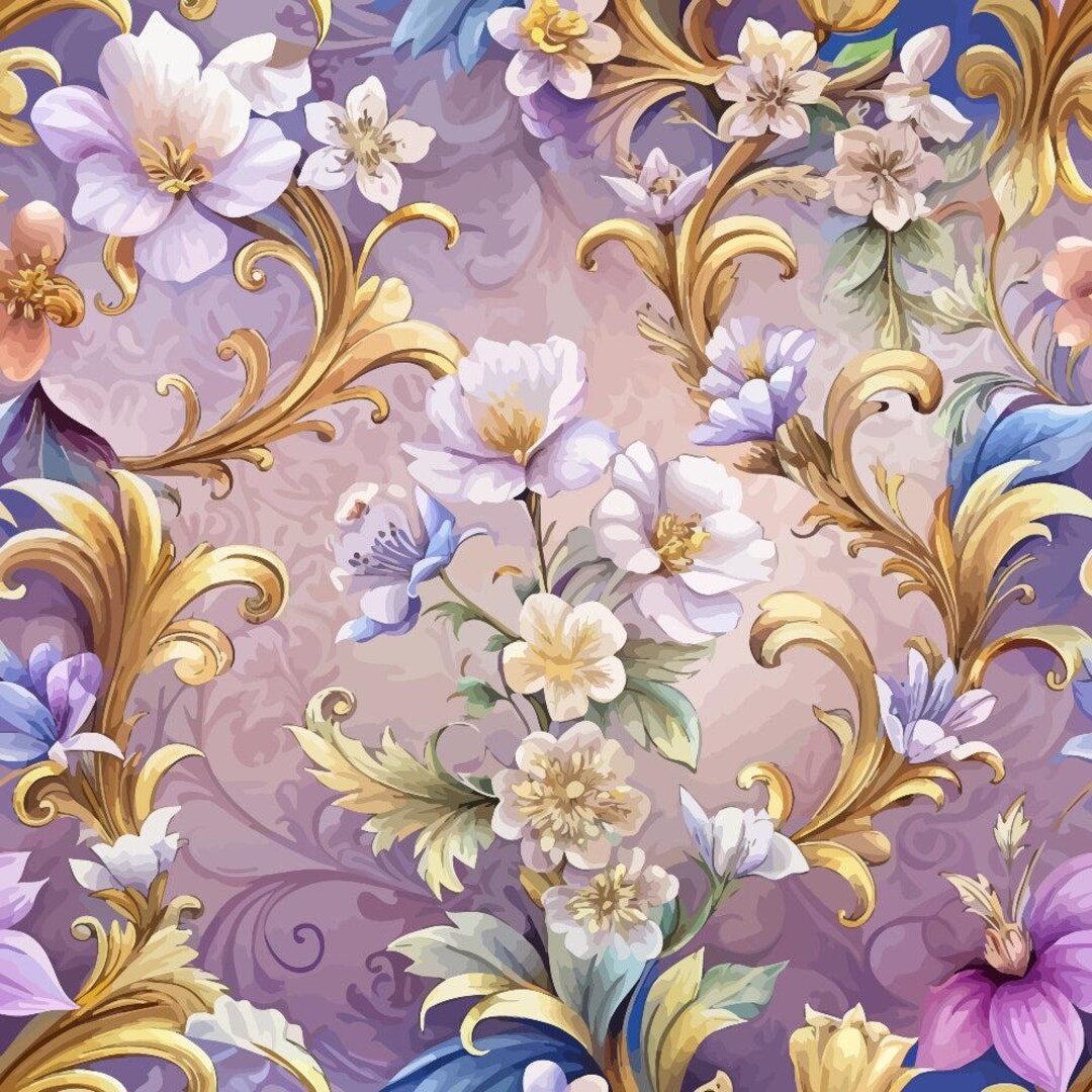 Baroque Florals Pattern 106 Quilting Cotton Fabric - Etsy