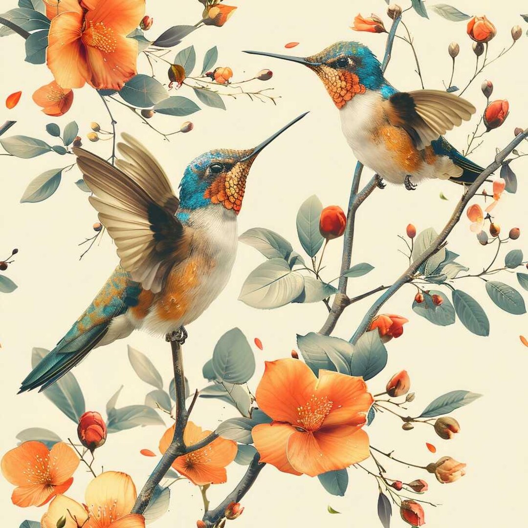 Hummingbirds in Spring Pattern 8 Quilting Cotton Fabric - Etsy