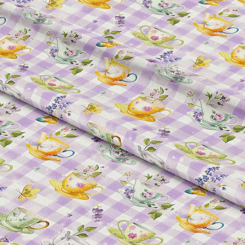 Tea Party Gingham Pattern 9 Quilting Cotton Fabric - Etsy