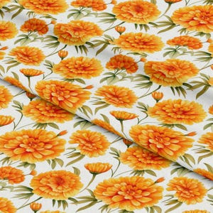 Watercolor Marigold Flower Pattern 1 Quilting Cotton Fabric - Etsy