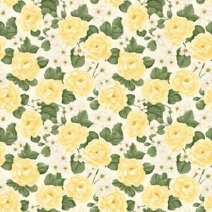 Floral Yellow Cottage Gardens Pattern 8 Quilting Cotton Fabric - Etsy