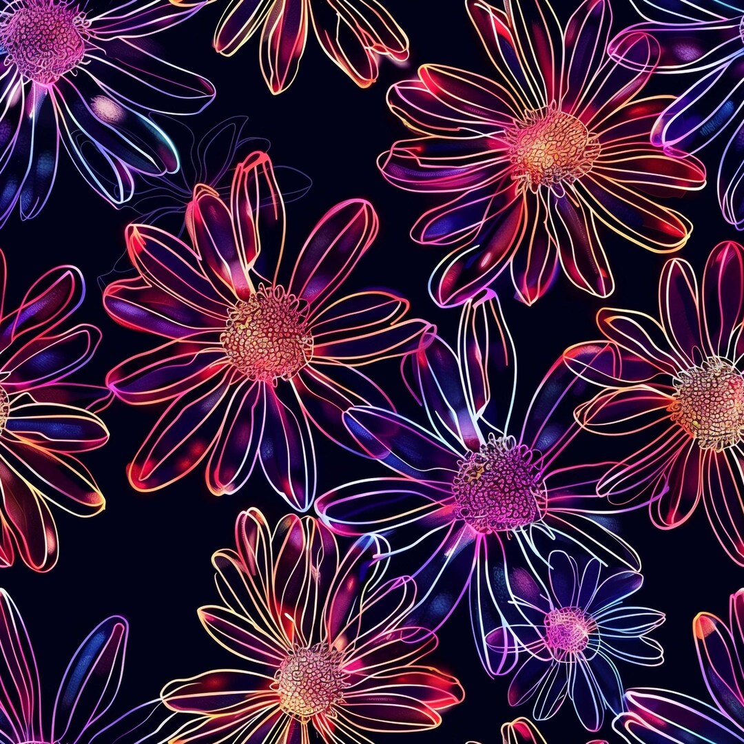 Neon Daisy Pattern 8 Quilting Cotton Fabric - Etsy