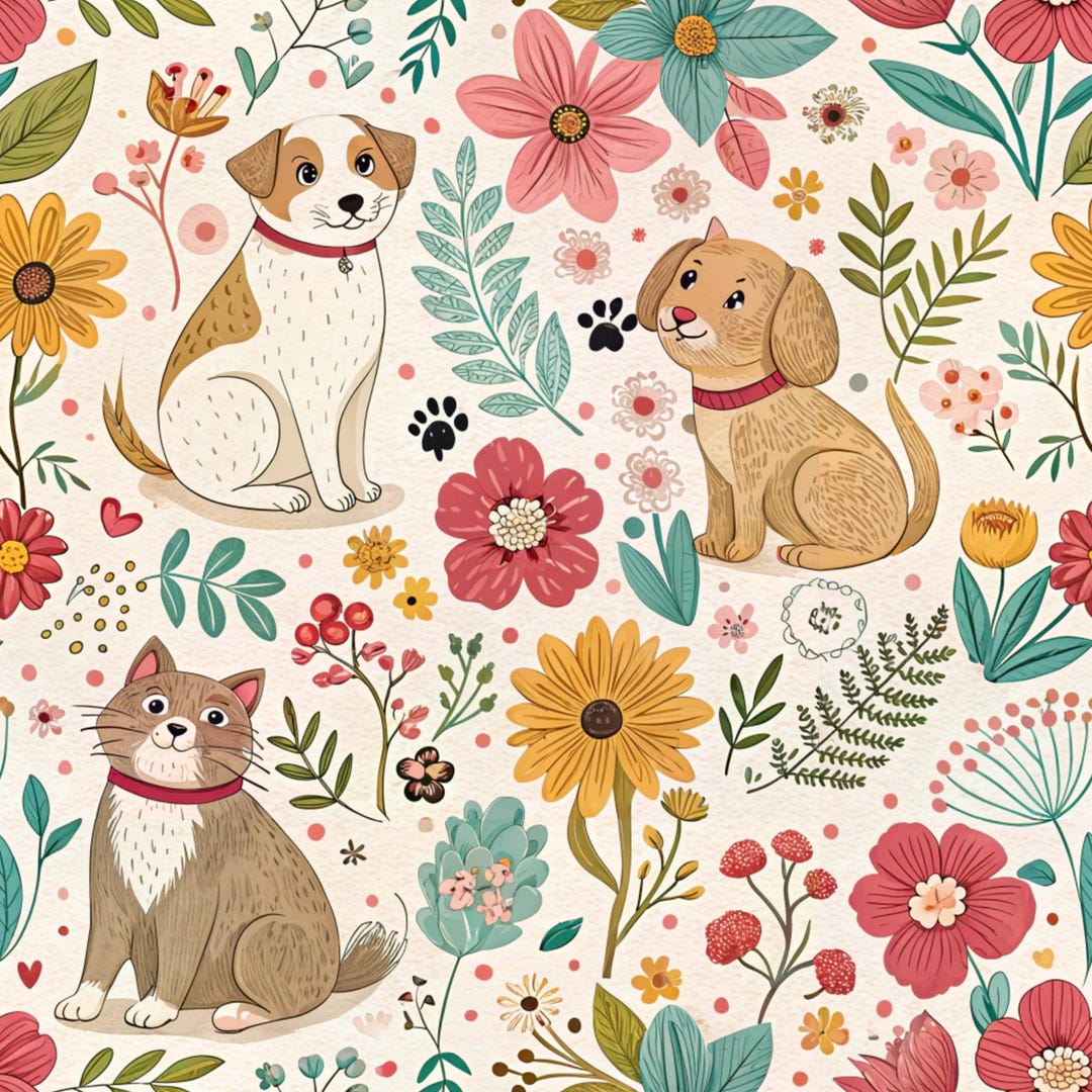 Heart and Paw Prints Pattern 9 Quilting Cotton Fabric - Etsy